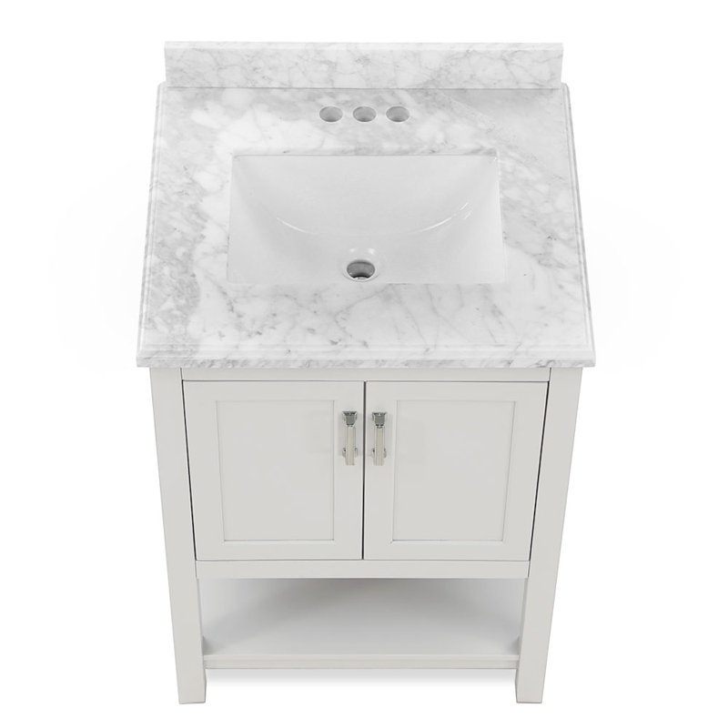 Winston Porter Bayview 25'' Single Bathroom Vanity with Carrara Marble Top | Wayfair